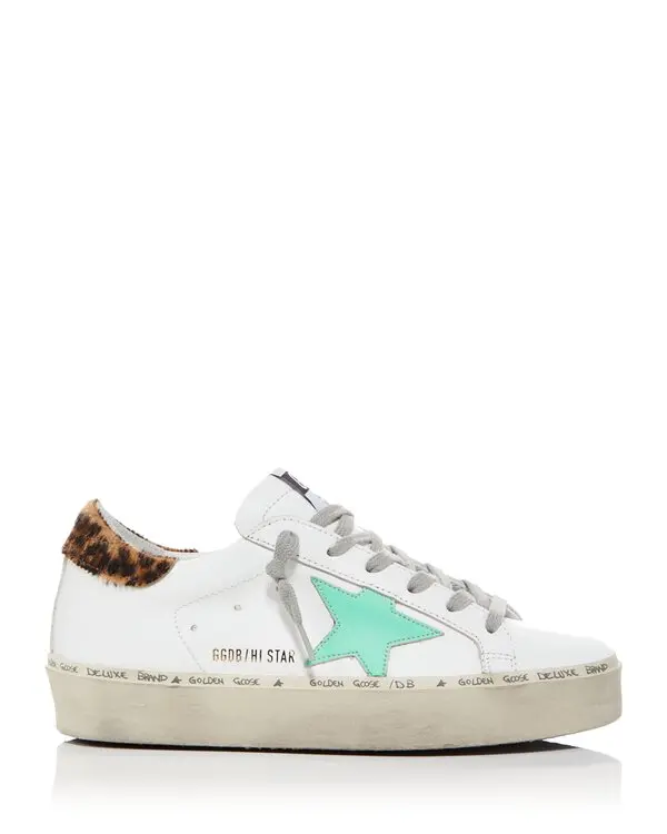 GOLDEN GOOSE Hi Star Real Calf Hair Low Top Sneakers - White/green