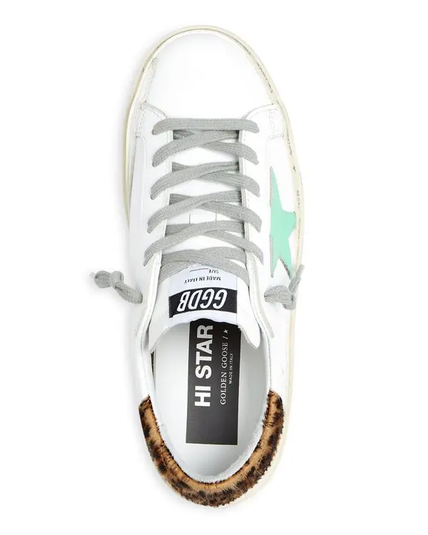 GOLDEN GOOSE Hi Star Real Calf Hair Low Top Sneakers - White/green
