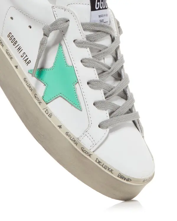 GOLDEN GOOSE Hi Star Real Calf Hair Low Top Sneakers - White/green