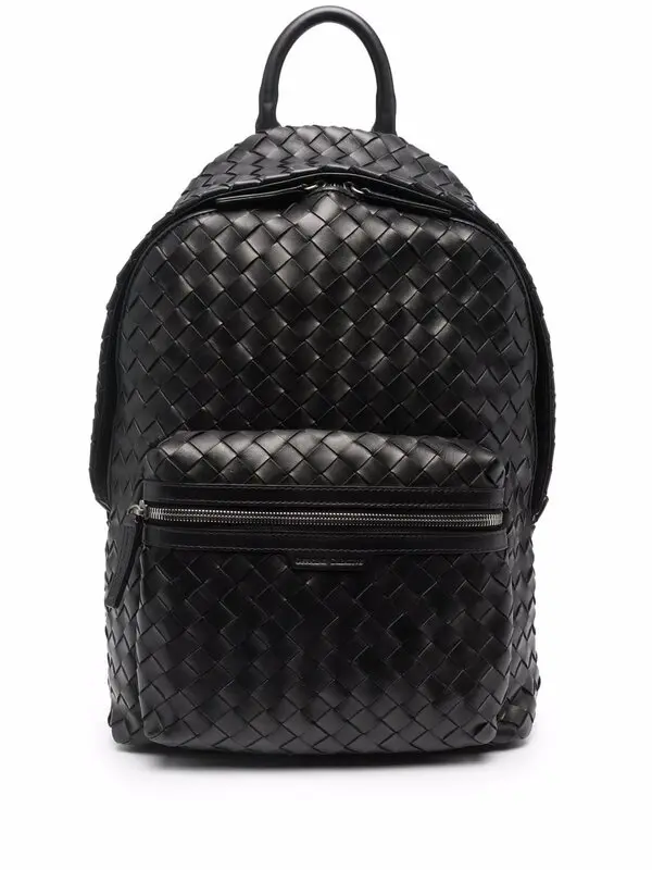 Officine Creative Armor Woven Leather Backpack - Black
