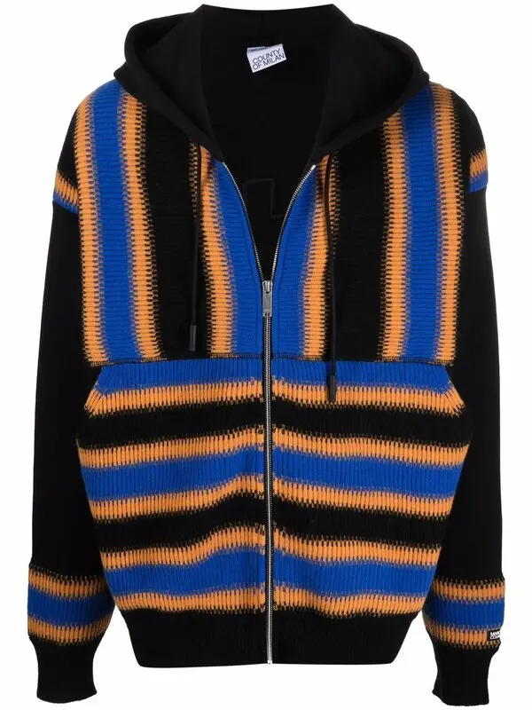 COUNTY OF MILAN Satellite Cross Zipped Hoodie - Black