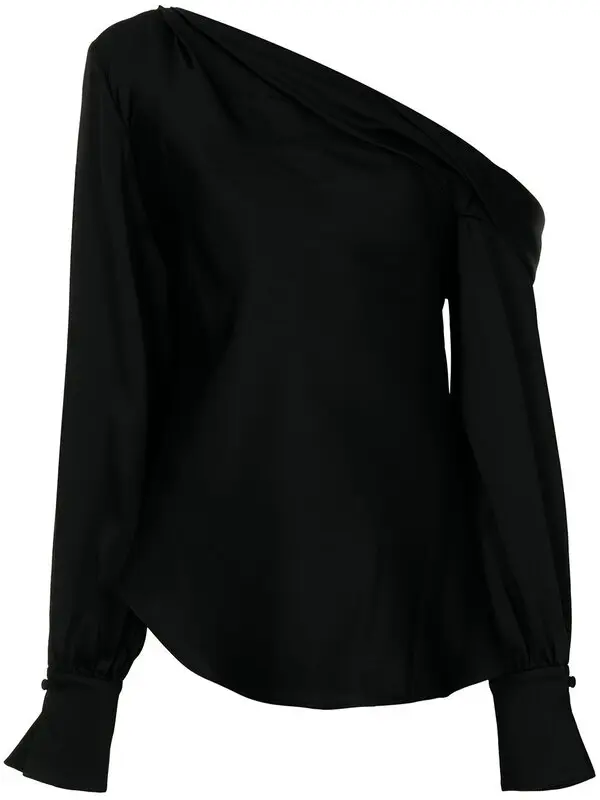 Simkhai Alice One-shoulder Stain Blouse - Black