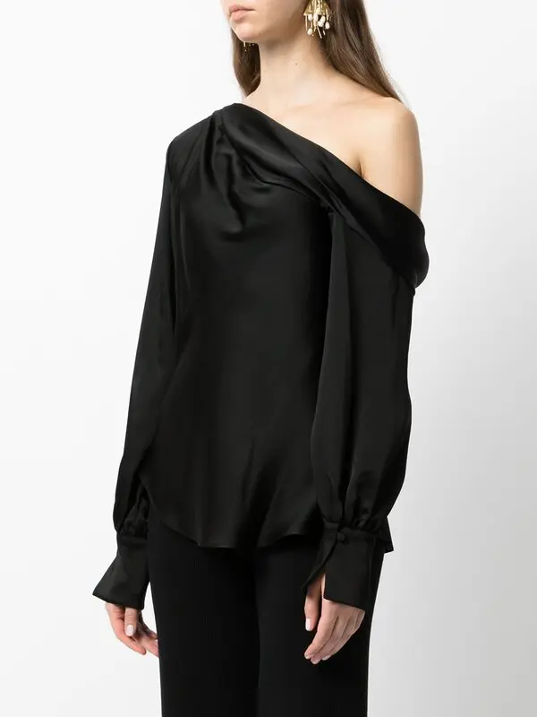 Simkhai Alice One-shoulder Stain Blouse - Black