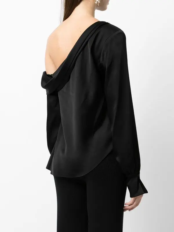 Simkhai Alice One-shoulder Stain Blouse - Black