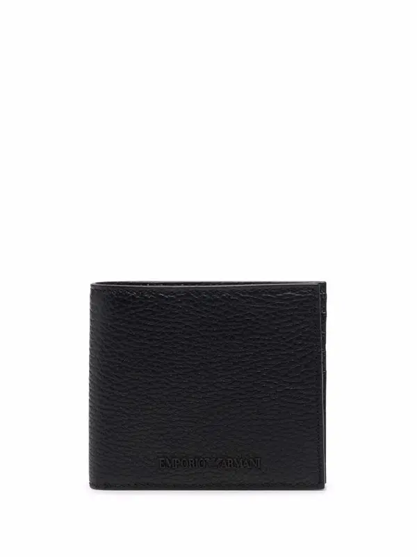 Emporio Armani Grained Embossed-logo Wallet - Black