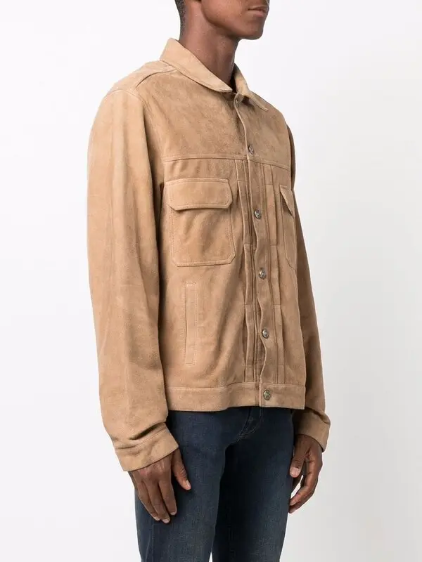 424 Button-up Leather Jacket - Neutrals