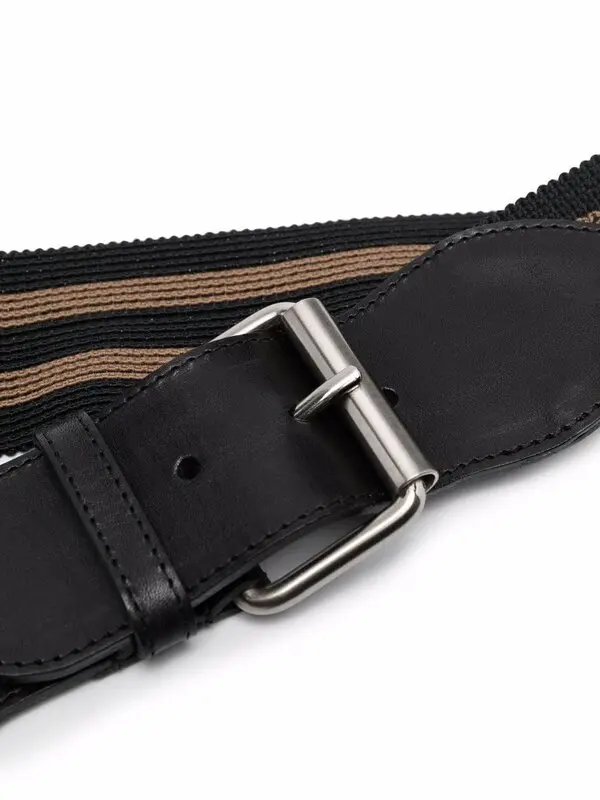 Philosophy Di Lorenzo Serafini Striped Buckled Leather Belt