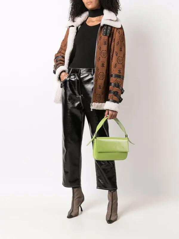 Philipp Plein Monogram Shearling-lined Suede Biker Jacket