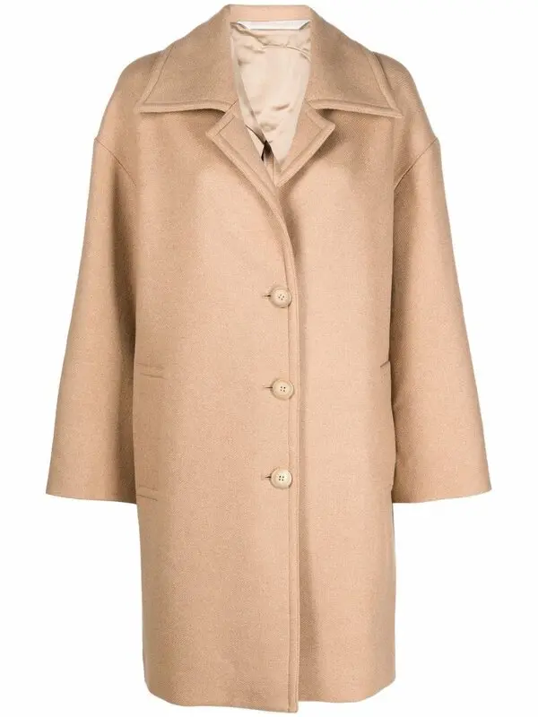 Palm Angels Logo-print Overcoat - Neutrals