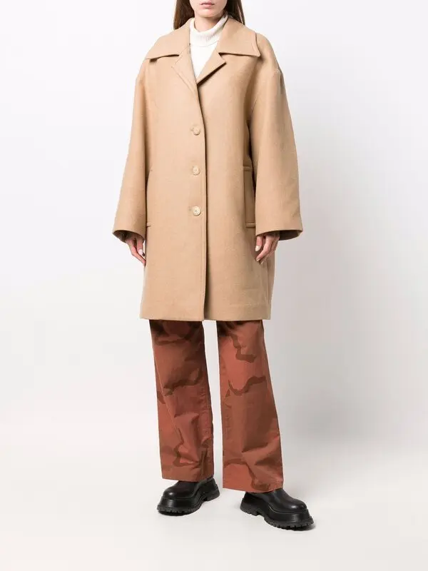 Palm Angels Logo-print Overcoat - Neutrals