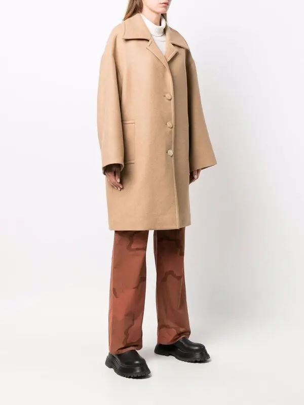 Palm Angels Logo-print Overcoat - Neutrals