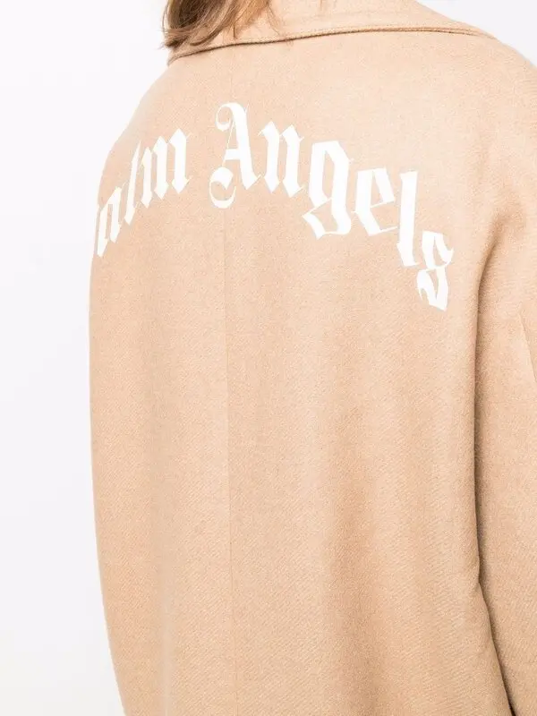 Palm Angels Logo-print Overcoat - Neutrals
