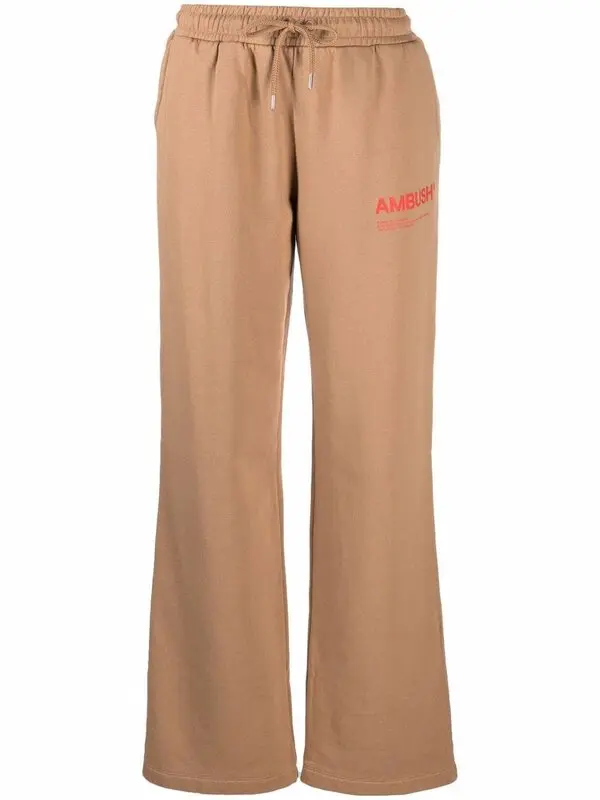 AMBUSH Logo-print Wide-leg Joggers - Neutrals