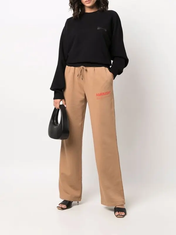 AMBUSH Logo-print Wide-leg Joggers - Neutrals