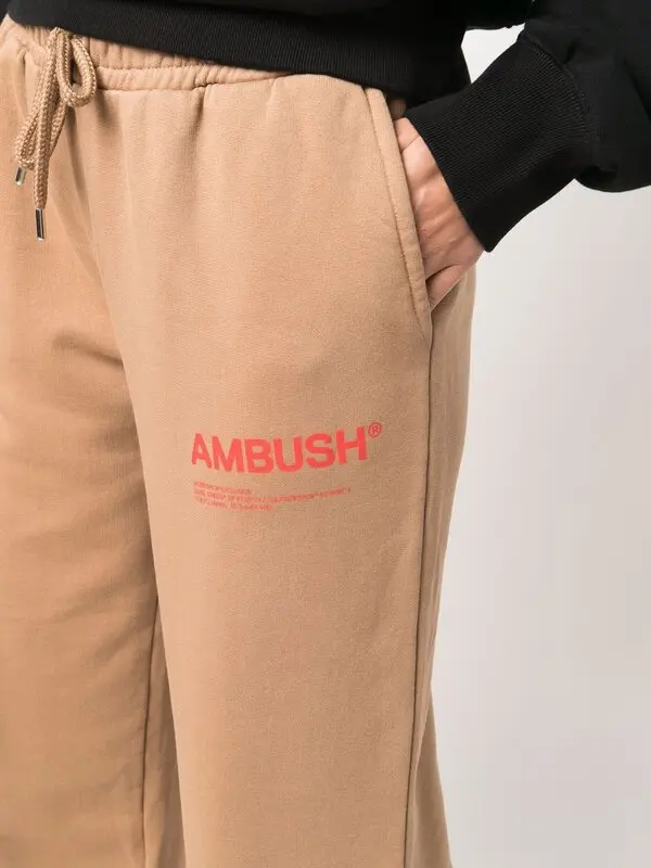 AMBUSH Logo-print Wide-leg Joggers - Neutrals