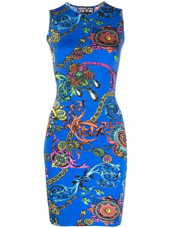 blue dress for baby girl Sienna Blue Cowl Neck Gold Chain Midi Dress main image 0