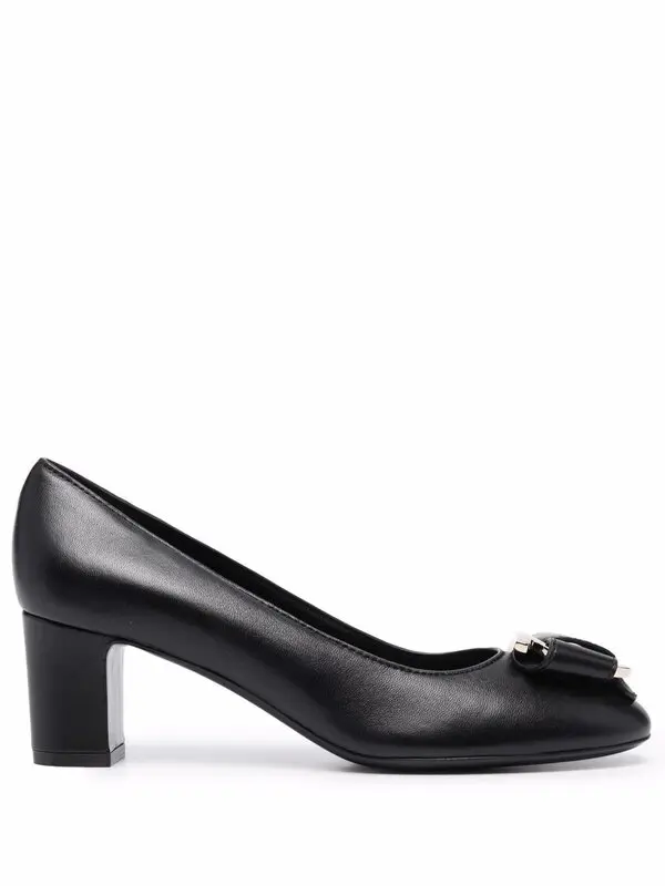 FERRAGAMO Gancini-bow Leather Pumps - Black