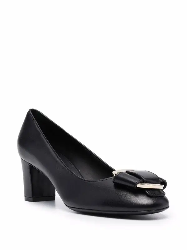 FERRAGAMO Gancini-bow Leather Pumps - Black