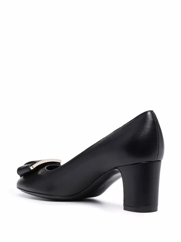 FERRAGAMO Gancini-bow Leather Pumps - Black
