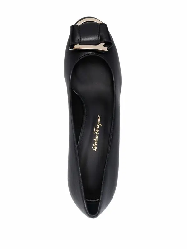 FERRAGAMO Gancini-bow Leather Pumps - Black