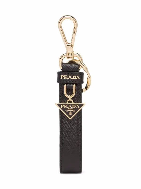 Prada Triangle-logo Leather Keychain