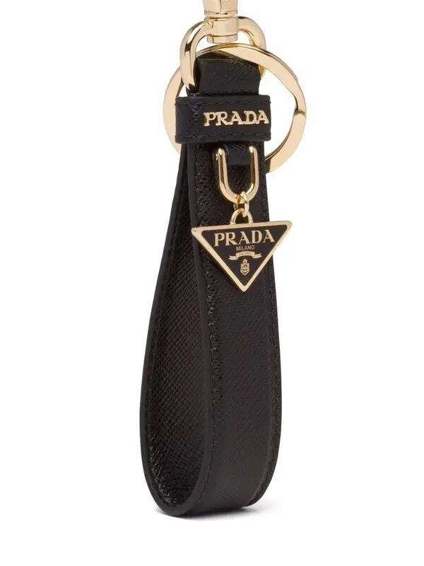 Prada Triangle-logo Leather Keychain
