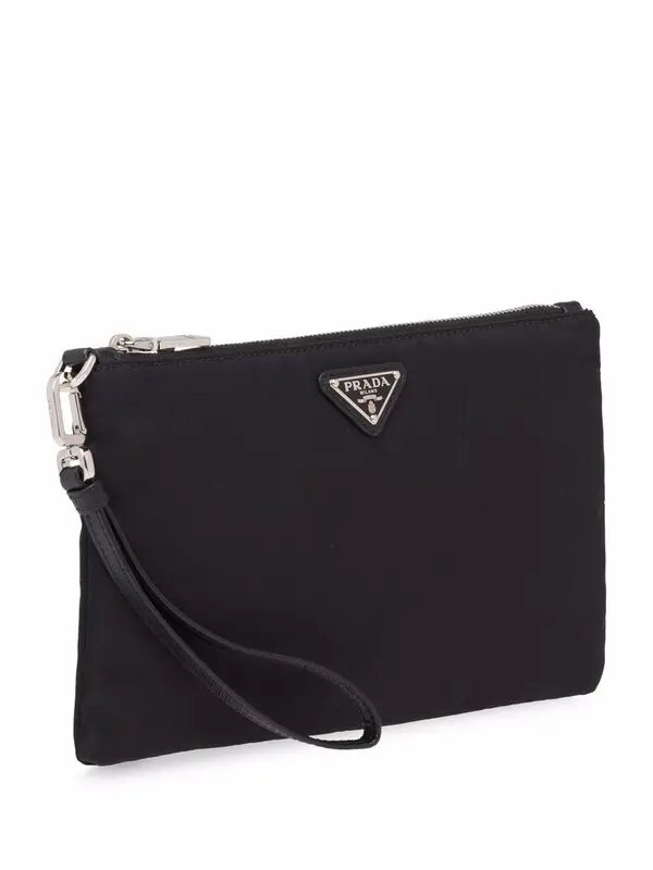 Prada Logo Plaque Clutch Bag - Black