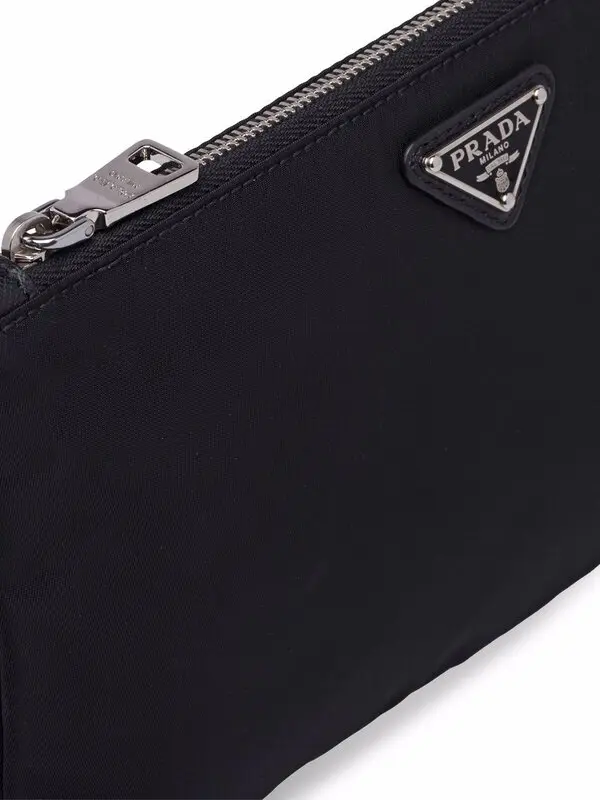 Prada Logo Plaque Clutch Bag - Black