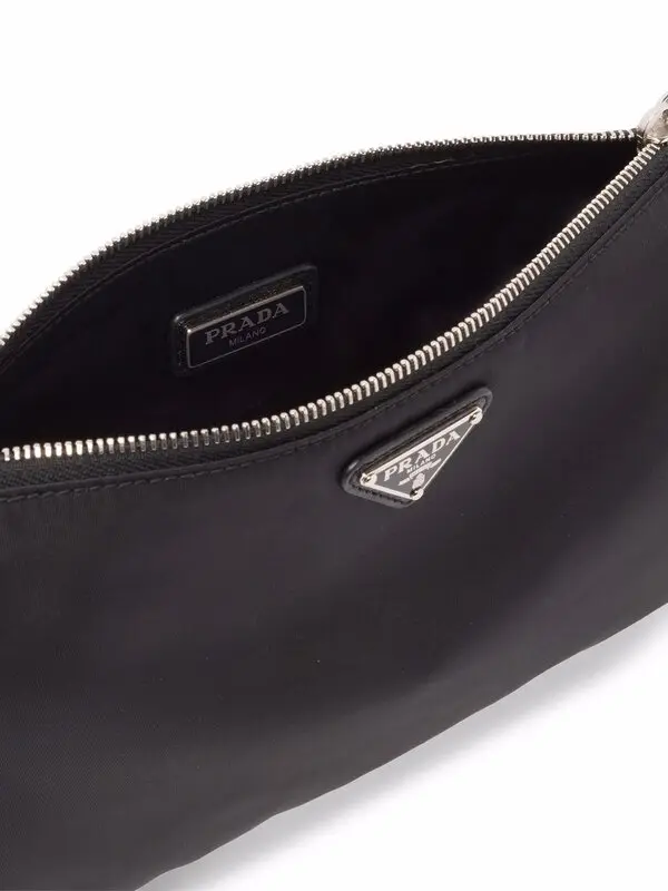 Prada Logo Plaque Clutch Bag - Black