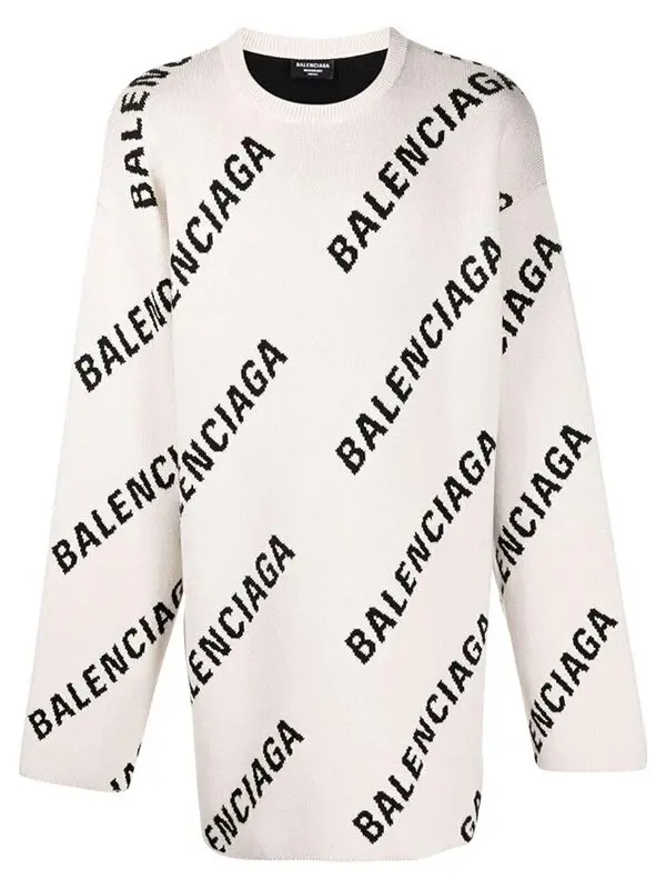 Balenciaga Allover Logo Crew Neck Jumper