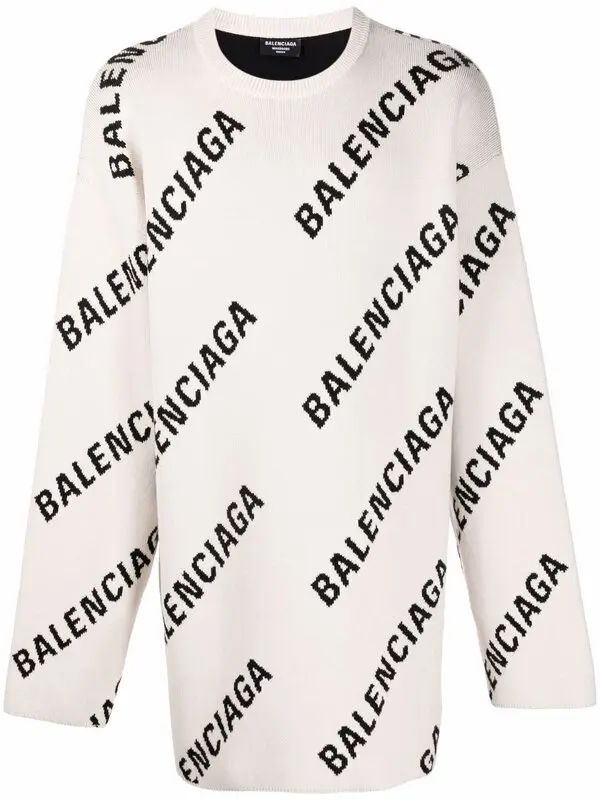 Balenciaga Allover Logo Crew Neck Jumper
