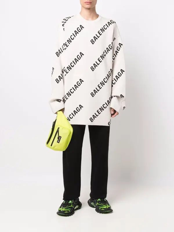 Balenciaga Allover Logo Crew Neck Jumper