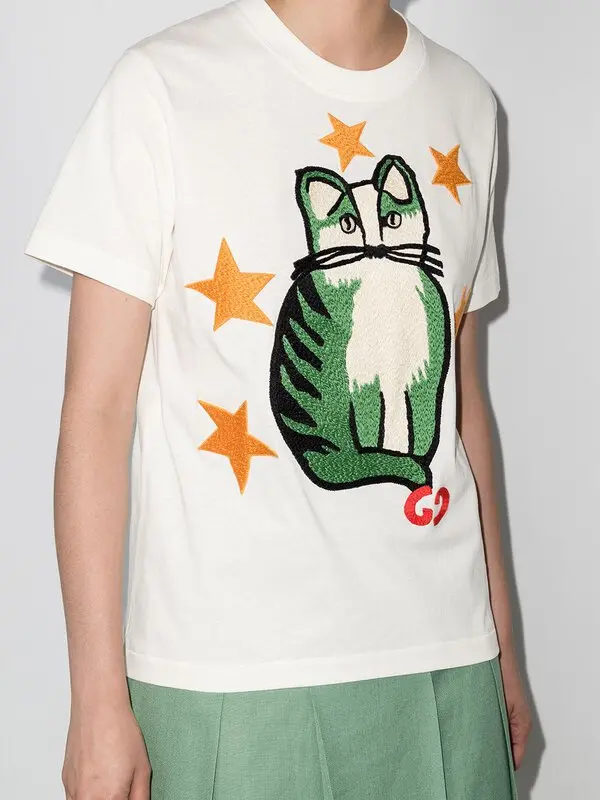 Gucci Star Cat Embroidered T-shirt