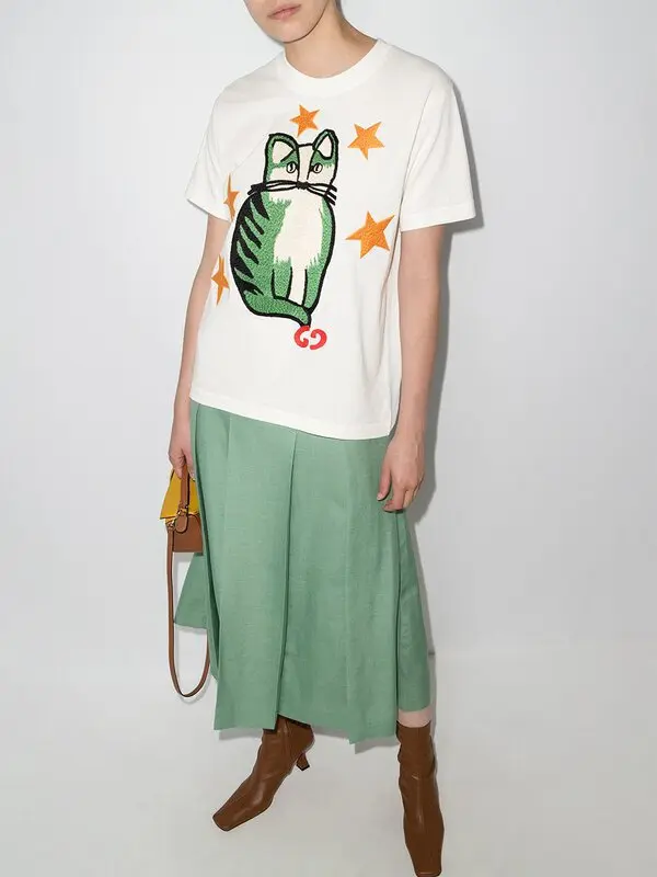 Gucci Star Cat Embroidered T-shirt