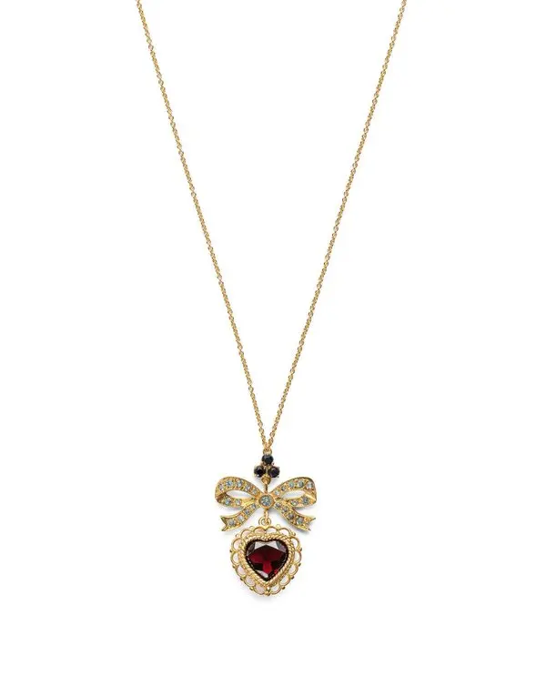 Dolce & Gabbana 18k Yellow Devotion Garnet And Sapphire Pendant - Gold