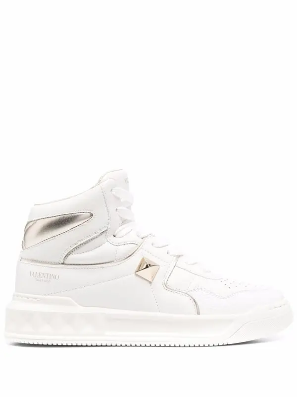 Valentino Garavani Roman Stud-embellished Lace-up Sneakers - White