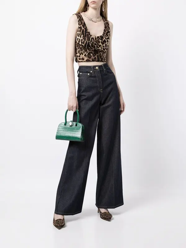 Dolce & Gabbana Leopard-print Draped Crop Top