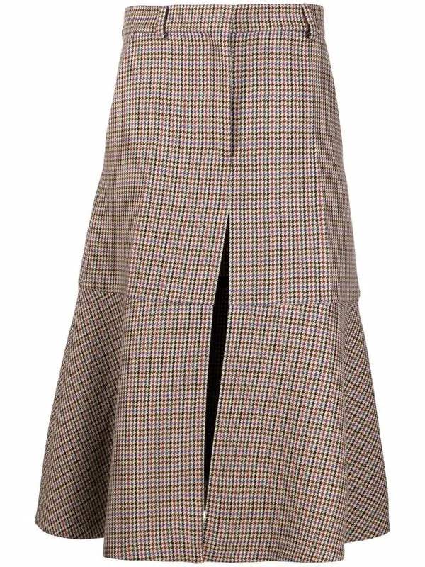 Stella McCartney Houndstooth A-line Midi Skirt