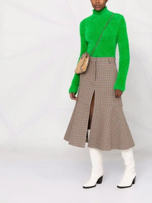 Stella McCartney Houndstooth A-line Midi Skirt