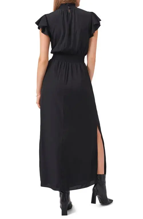 1.State Flutter Sleeve Smocked Neck Dress