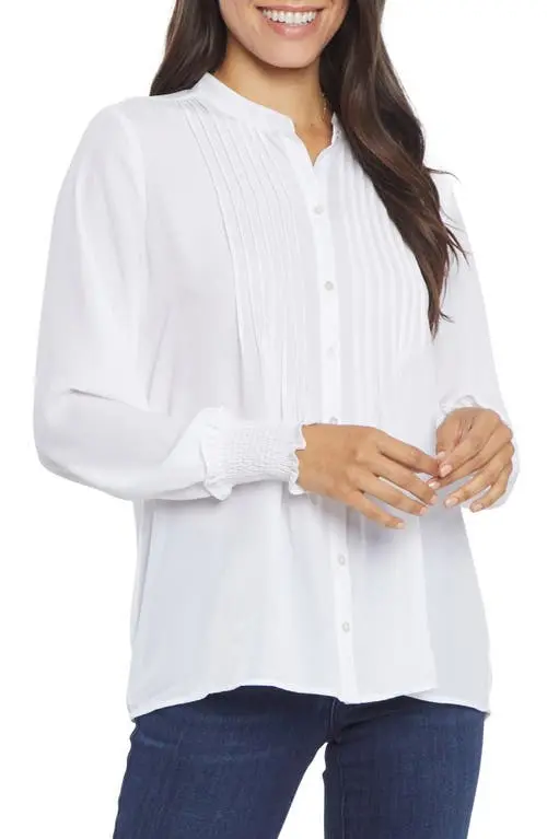 NYDJ Pleated Peasant Blouse - Optic White