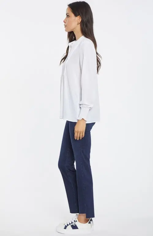 NYDJ Pleated Peasant Blouse - Optic White