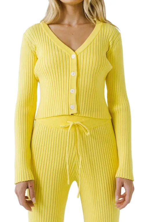 Endless Rose Ribbed Crop Cardigan - Lime
