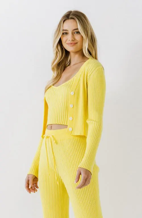 Endless Rose Ribbed Crop Cardigan - Lime