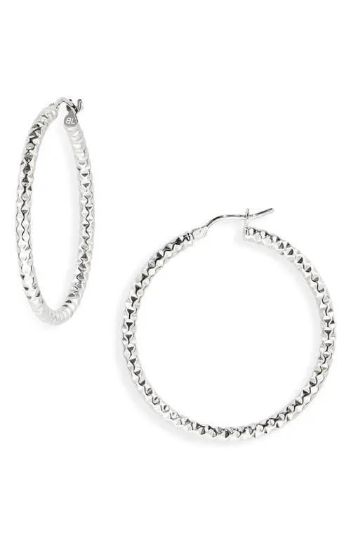 Bony Levy 14k Gold Textured Hoop Earrings - 14k White Gold