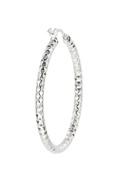 Bony Levy 14k Gold Textured Hoop Earrings - 14k White Gold