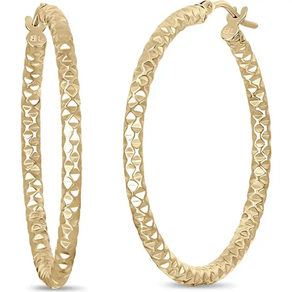 Bony Levy 14k Gold Textured Hoop Earrings - Yellow