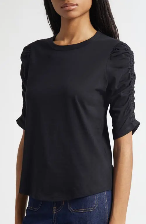 Veronica Beard Waldorf Ruched Sleeve T-shirt - Black