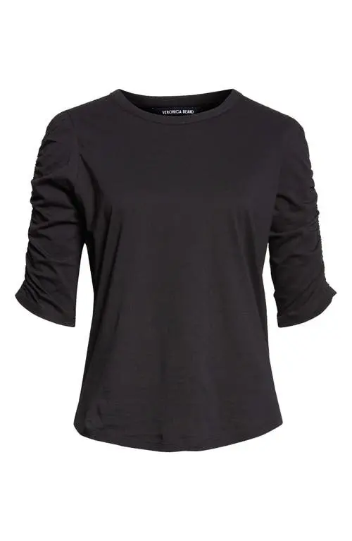 Veronica Beard Waldorf Ruched Sleeve T-shirt - Black