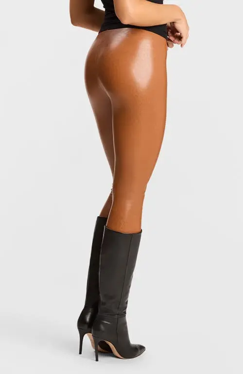 Commando Faux Leather Control Top Leggings - Cognac